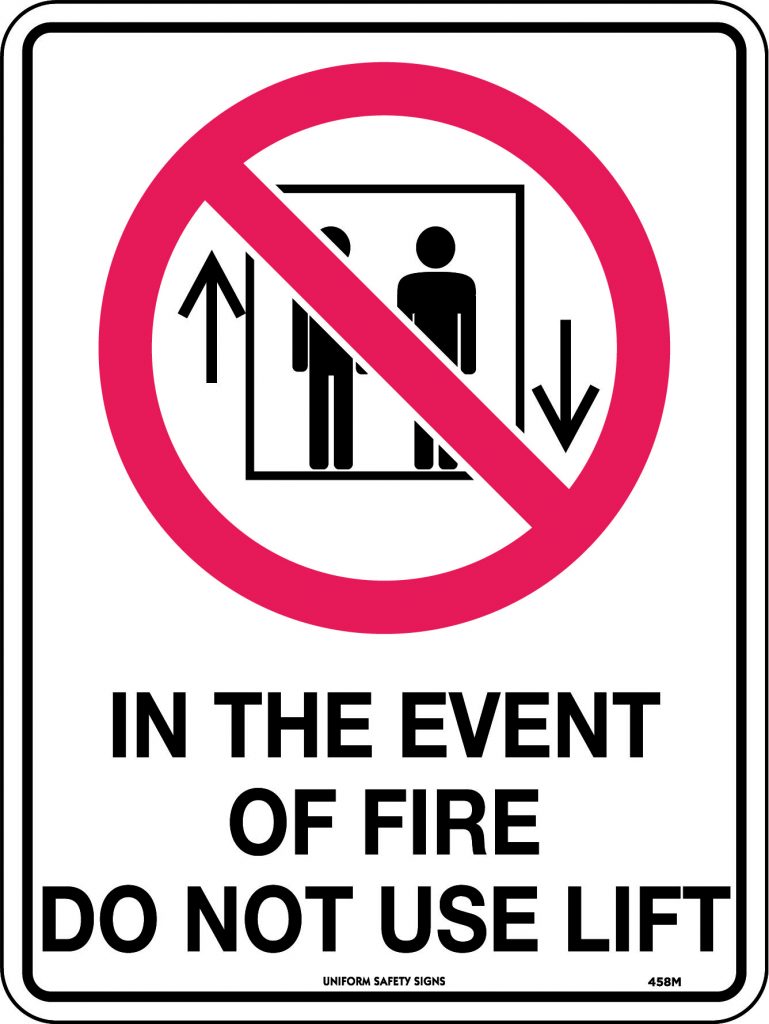 In Event of Fire Do Not Use Lift | Prohibition | USS