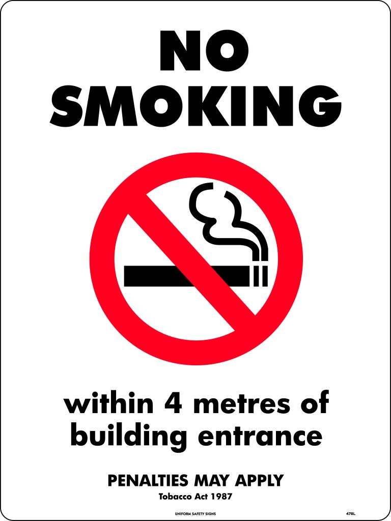 No Smoking, Within 4m Of Building Entrance Prohibition Sign