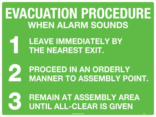 Evacuation Procedure | First Aid Signs | USS