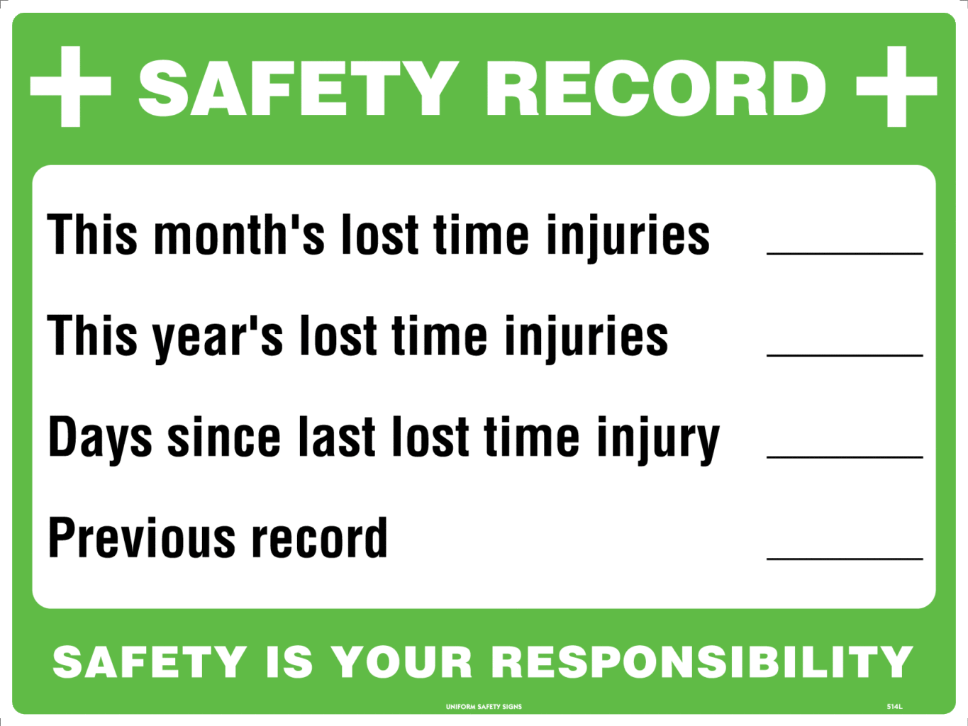 Safety Record Board | First Aid Signs | USS