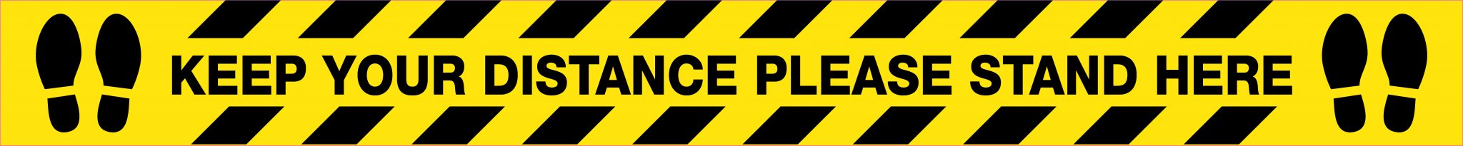 Keep Your Distance, Please Stand Here With Feet Picto Signs