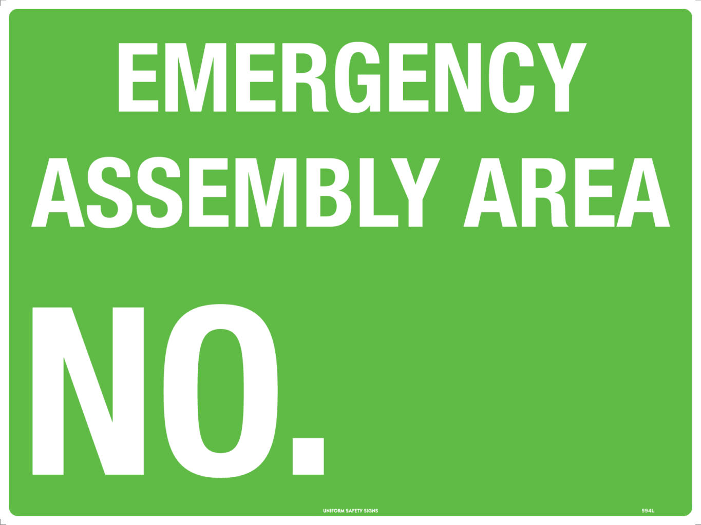 Emergency Assembly Area No. | First Aid Signs | USS