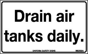 Drain Air Tanks Daily | Machinery Signs | USS
