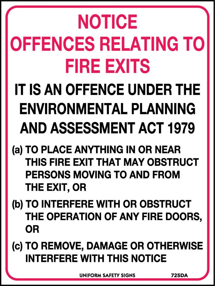 Notice Offences Relating To Fire Exits etc. | Fire Signs | USS
