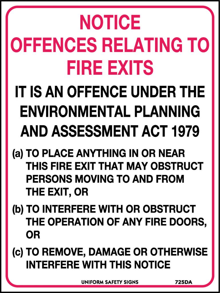 Notice Offences Relating To Fire Exits etc. | Fire Signs | USS