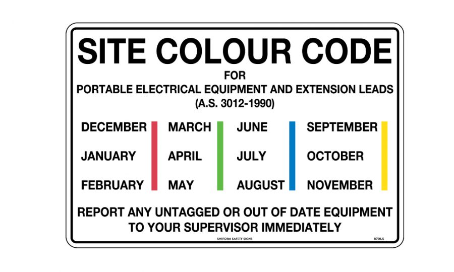 Site Colour Code For Portable Electrical Equipment Etc Signs