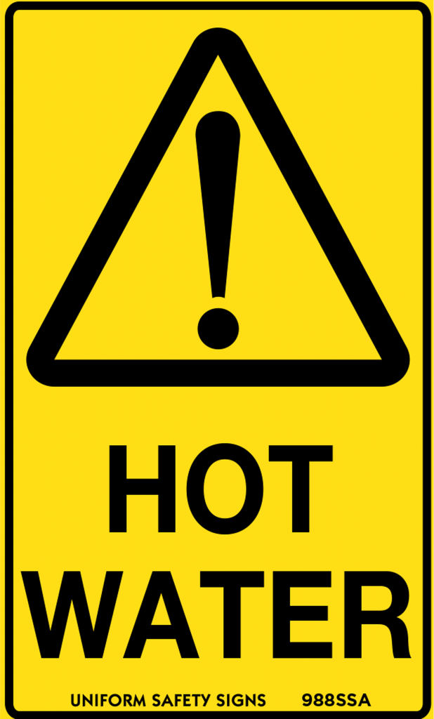 Verticle Hot Water Sign Hot Water Temperature : Avoid Setting Your