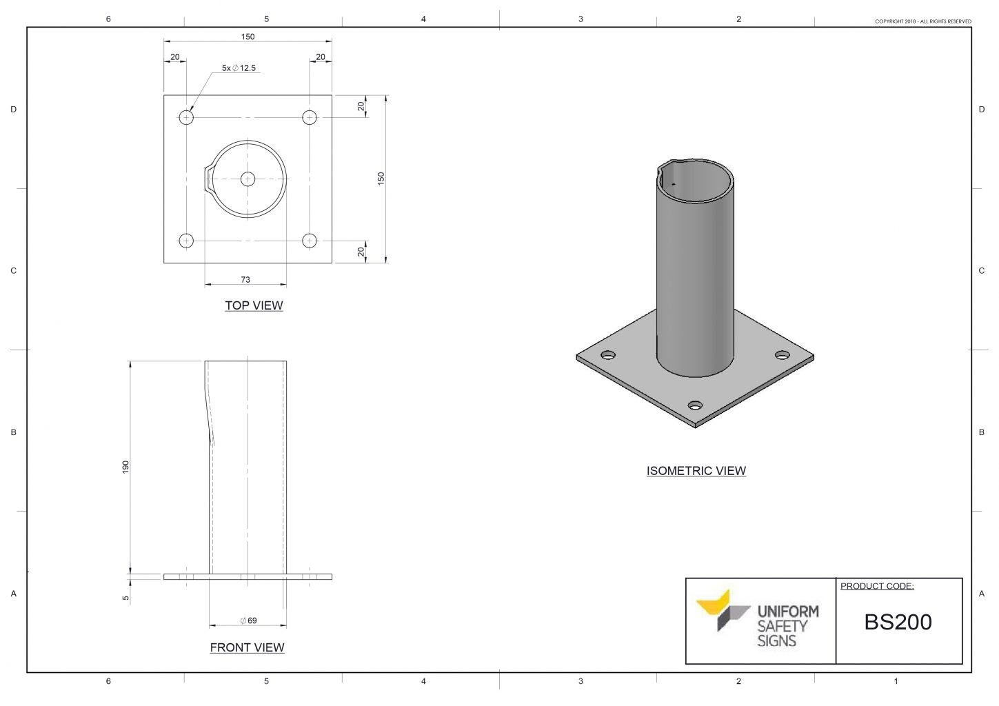 Galvanised Sleeved 200mm Base Plate | Fixings & Fasteners | USS