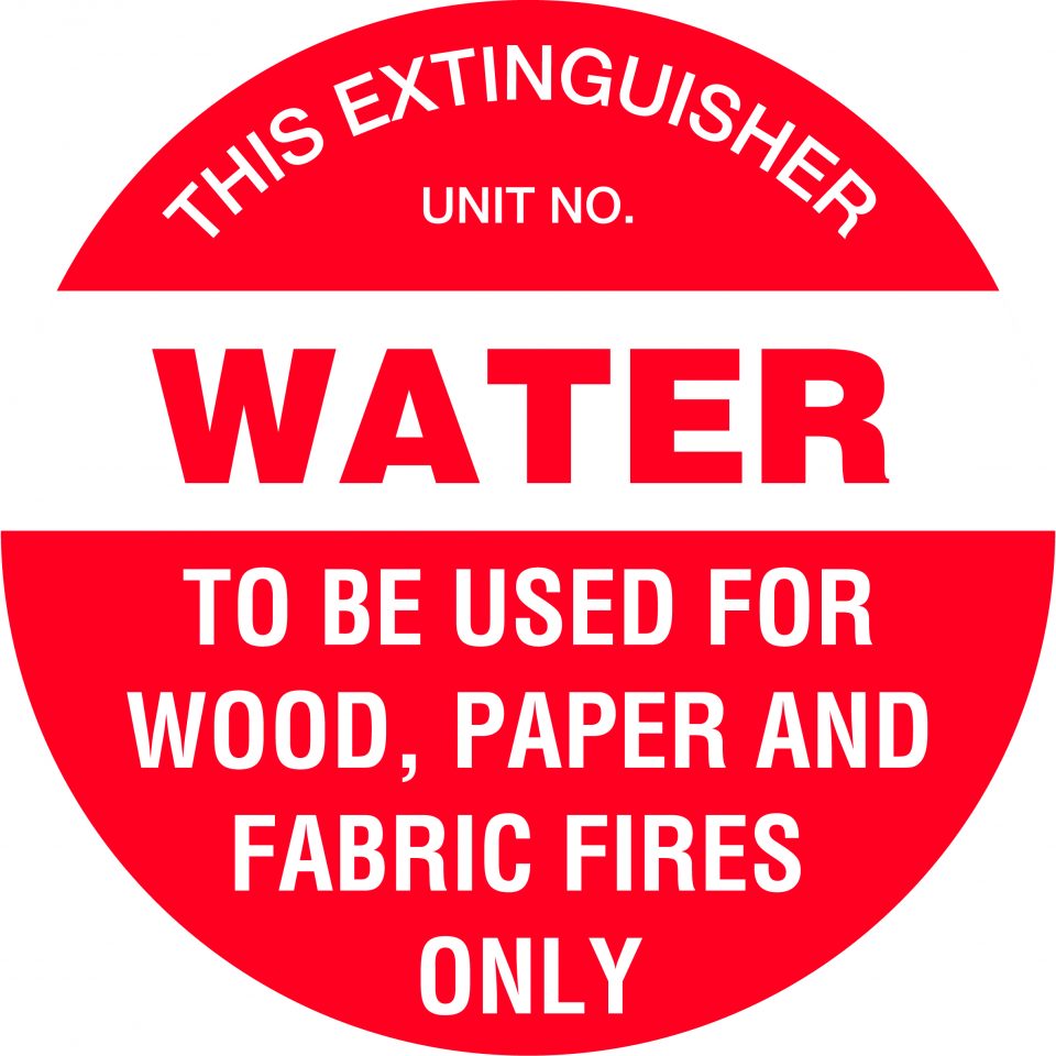 Fire Extinguisher Marker - Water (Red) | Fire Signs | USS