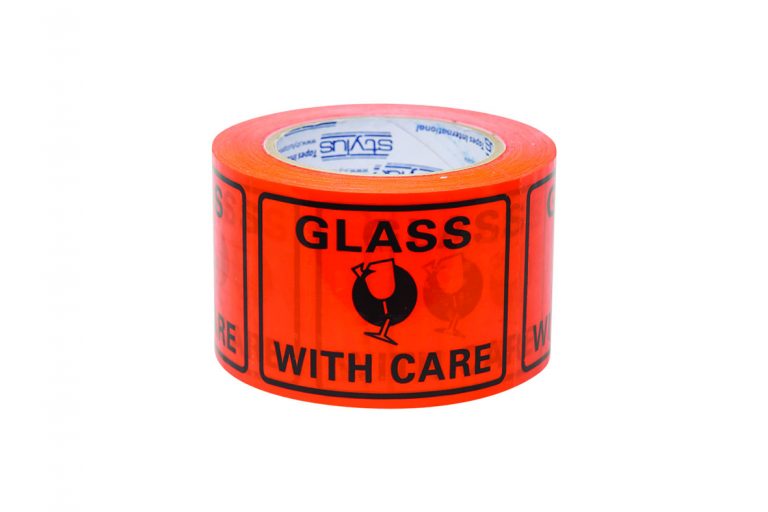 Perforated Packaging Labels - Glass With Care (roll 500)