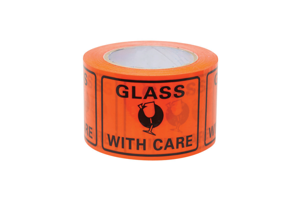 Perforated Packaging Labels - Glass With Care (roll 500)