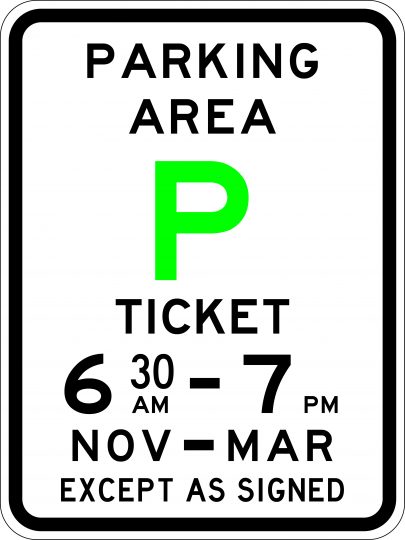 Parking Area Ticket with Times | Parking Signs | USS