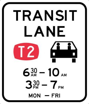 Transit Lane T2 (with Times of Operation) | Road Signs | USS