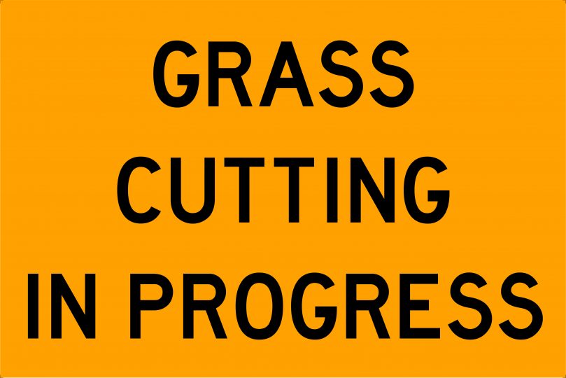 Grass Cutting In Progress | Swing Stand Signage | USS