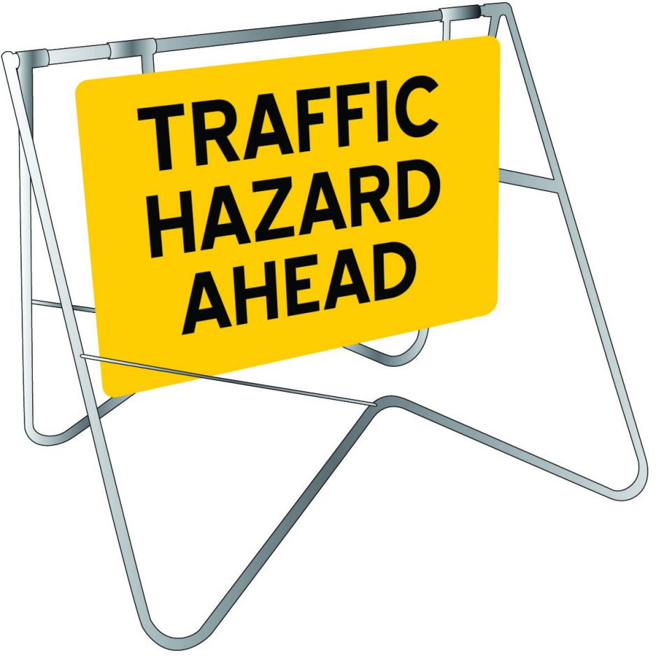 Traffic Hazard Ahead | Swing Stand Signage | USS