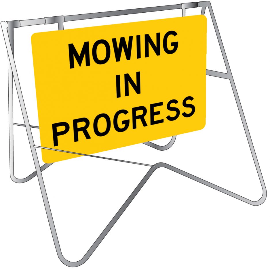 Mowing In Progress Sign | Swing Stand Signage | USS