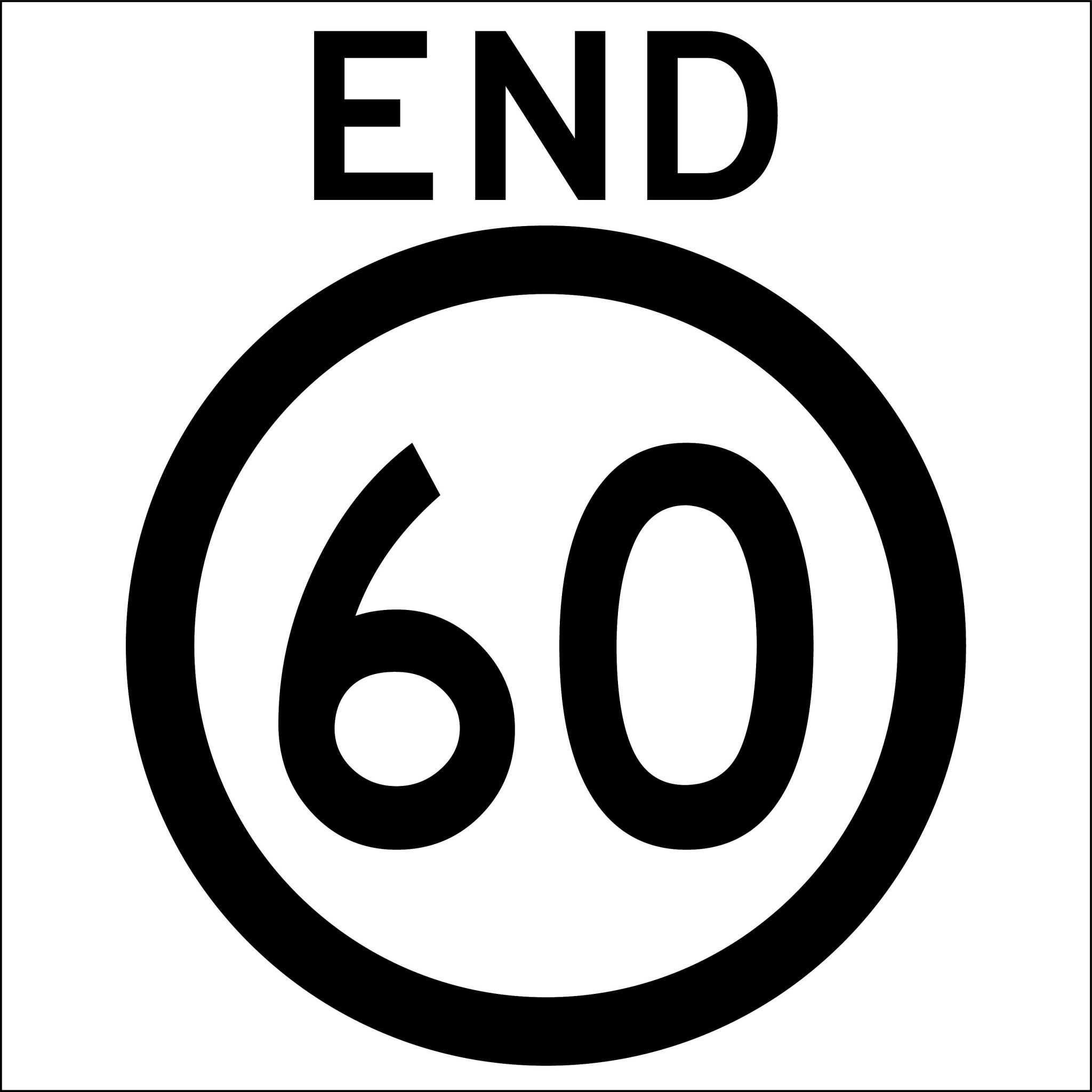 End 60km | Uniform Safety Signs