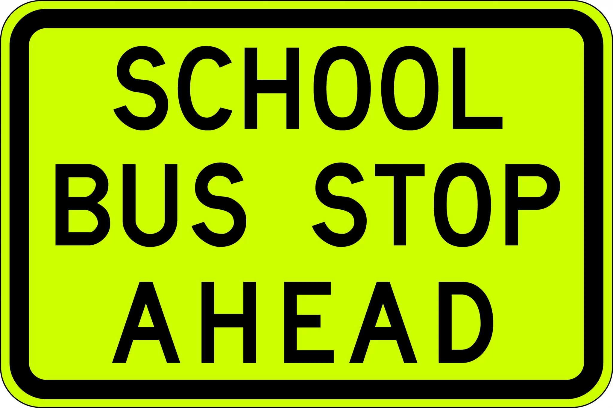 Green School Bus Stop Ahead | Road Signs | USS