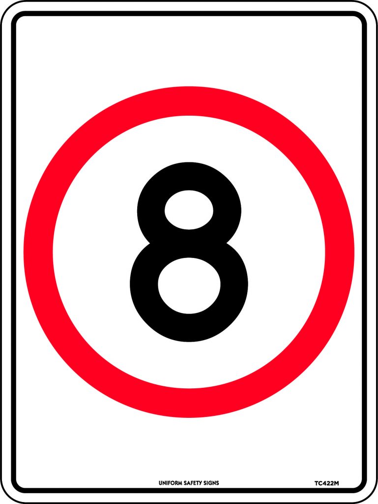 8km Speed in Roundel | Road Signs, Speed Limit | USS