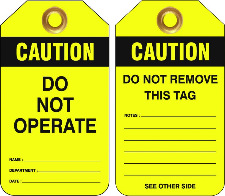 Heavy Duty PVC Tags Caution Do Not Operate | Safety Tags | USS
