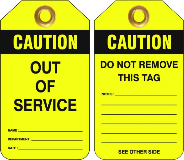 Heavy Duty PVC Tags Caution Out Of Service | Safety Tags | USS