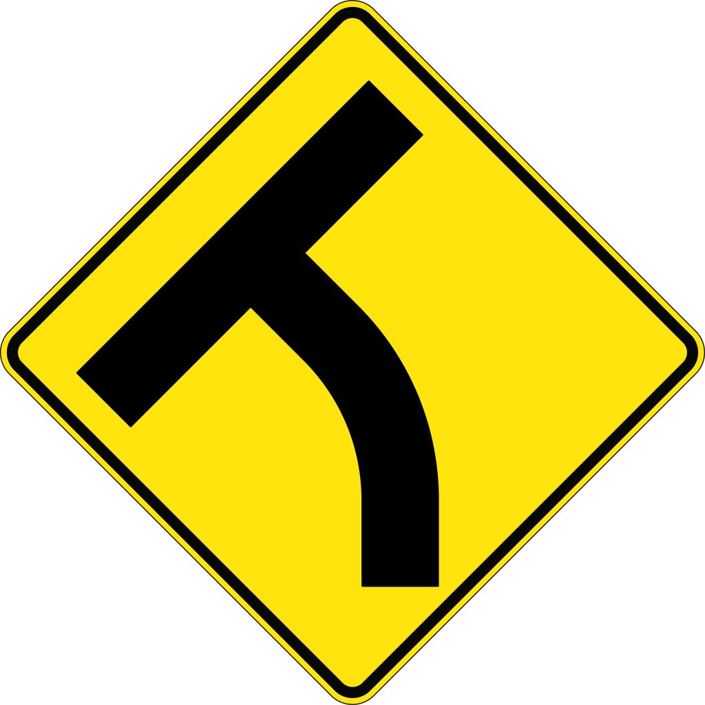 T Intersection Curved Approach (Left or Right) | Road Signs | USS