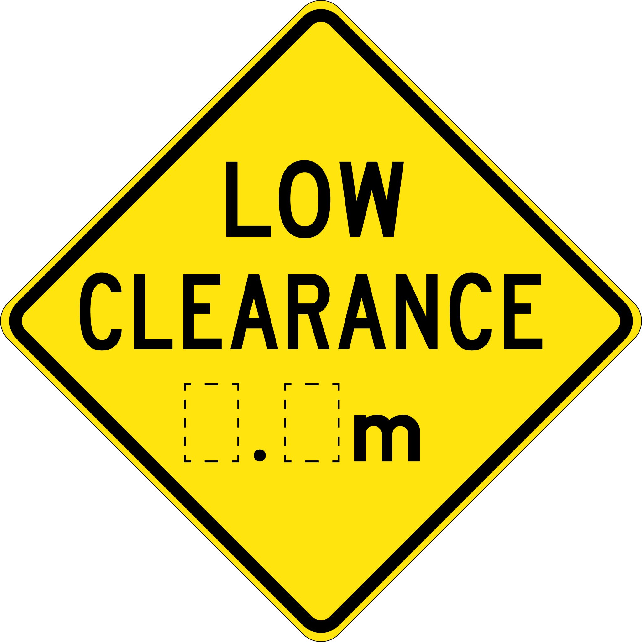 Low Clearance _._m (Ahead) | Road Signs | USS