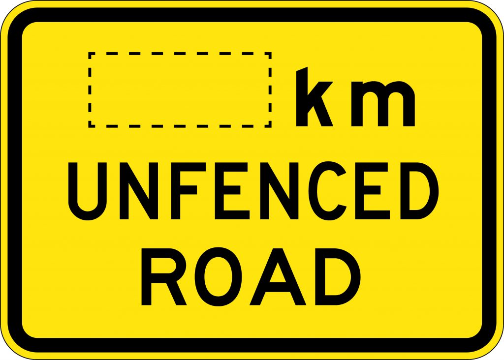 __km Unfenced Road | Road Signs | USS
