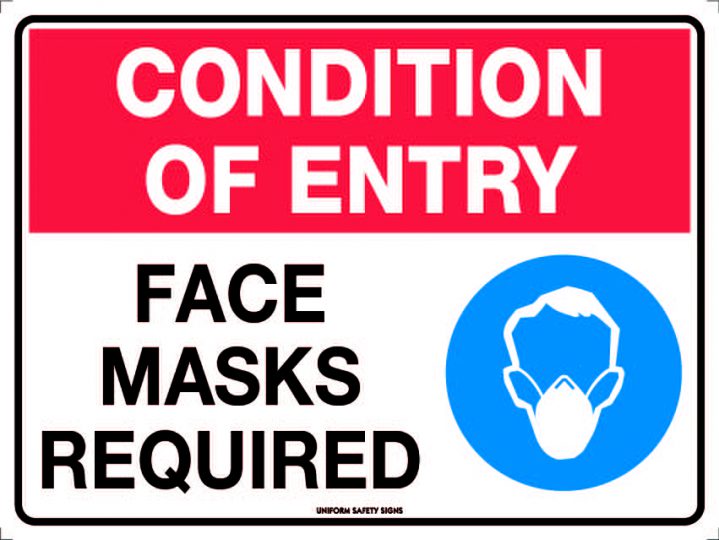 Condition of Entry, Face Masks Required Covid-19 Sign | USS