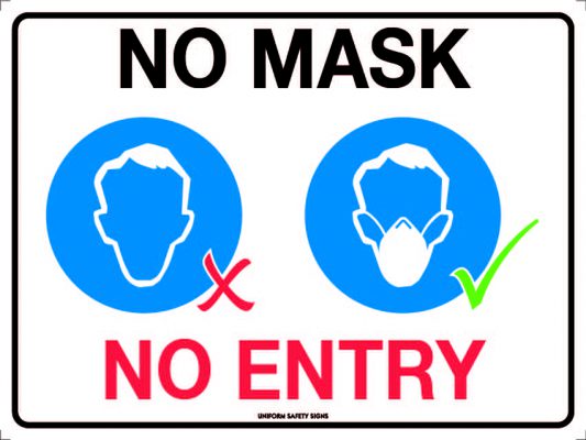No Mask, No Entry Covid-19 | Mask & Temperature Check Signage | USS