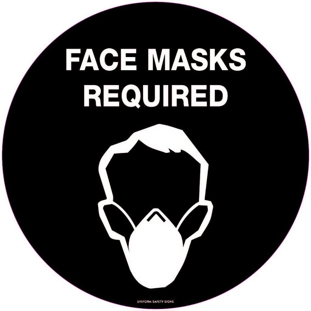 Face Masks Required | Mask & Temperature Floor Graphics Sign