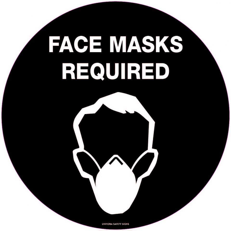 Face Masks Required | Mask & Temperature Floor Graphics Sign