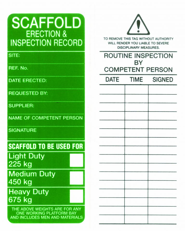 Scaffold Tags, Approved For Use | Site Products | USS