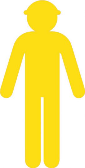 Yellow Cutout Safety Construction Worker [Arms Down] Signs