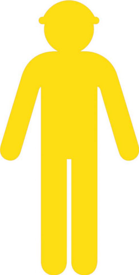 Yellow Cutout Safety Construction Worker [Arms Down] Signs