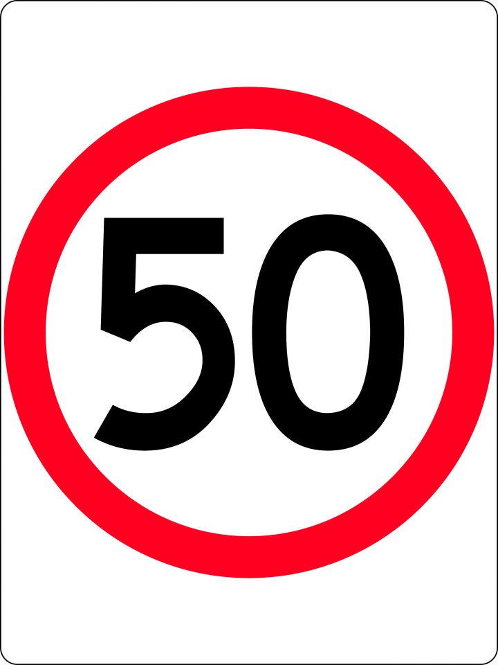 50km Speed Restriction in Roundel | Safety Signs | USS