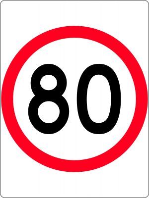 80km Speed Restriction in Roundel | Safety Signs | USS