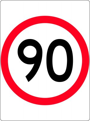 90km Speed Restriction in Roundel | Safety Signs | USS